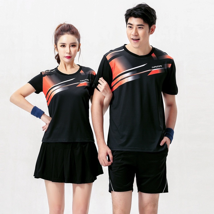 Badminton clothing men's and women's short-sleeved sportswear quick ...