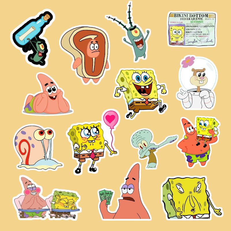 SPONGEBOB Stickers | Vinyl Matte Laminated Waterproof and Scratchproof ...