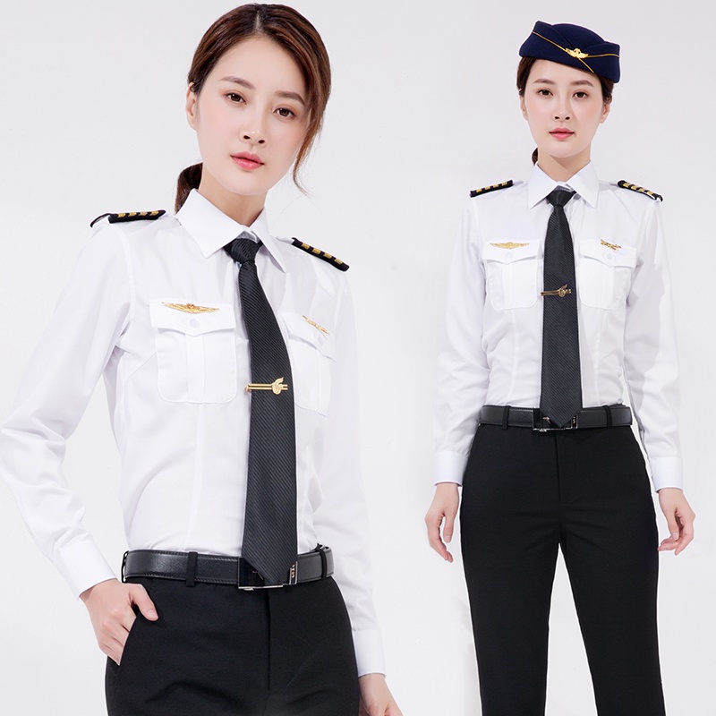 Air Uniform Captain Blouse Pilot Female Hotel Manager Work Shirt ...