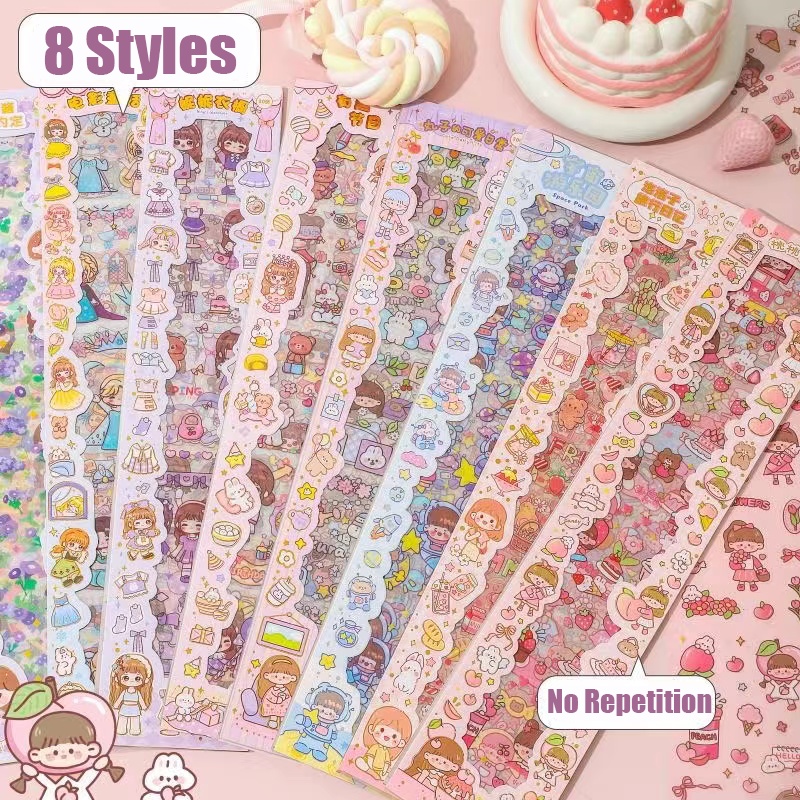 20PCS Cartoon Cute Long Strip Ledger Sticker Waterproof Sticker Set ...