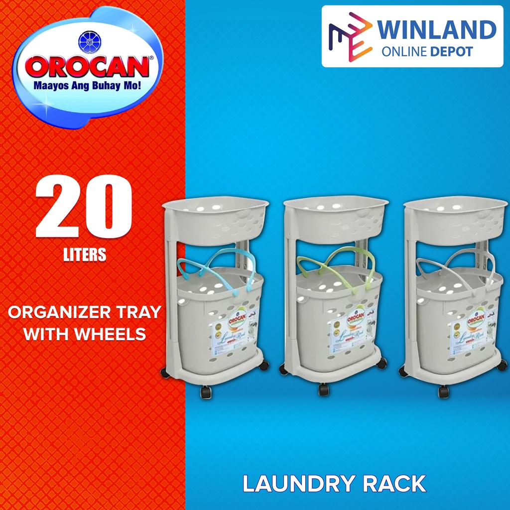 Orocan by Winland Laundry Rack / Hamper Multipurpose Basket with Wheels ...