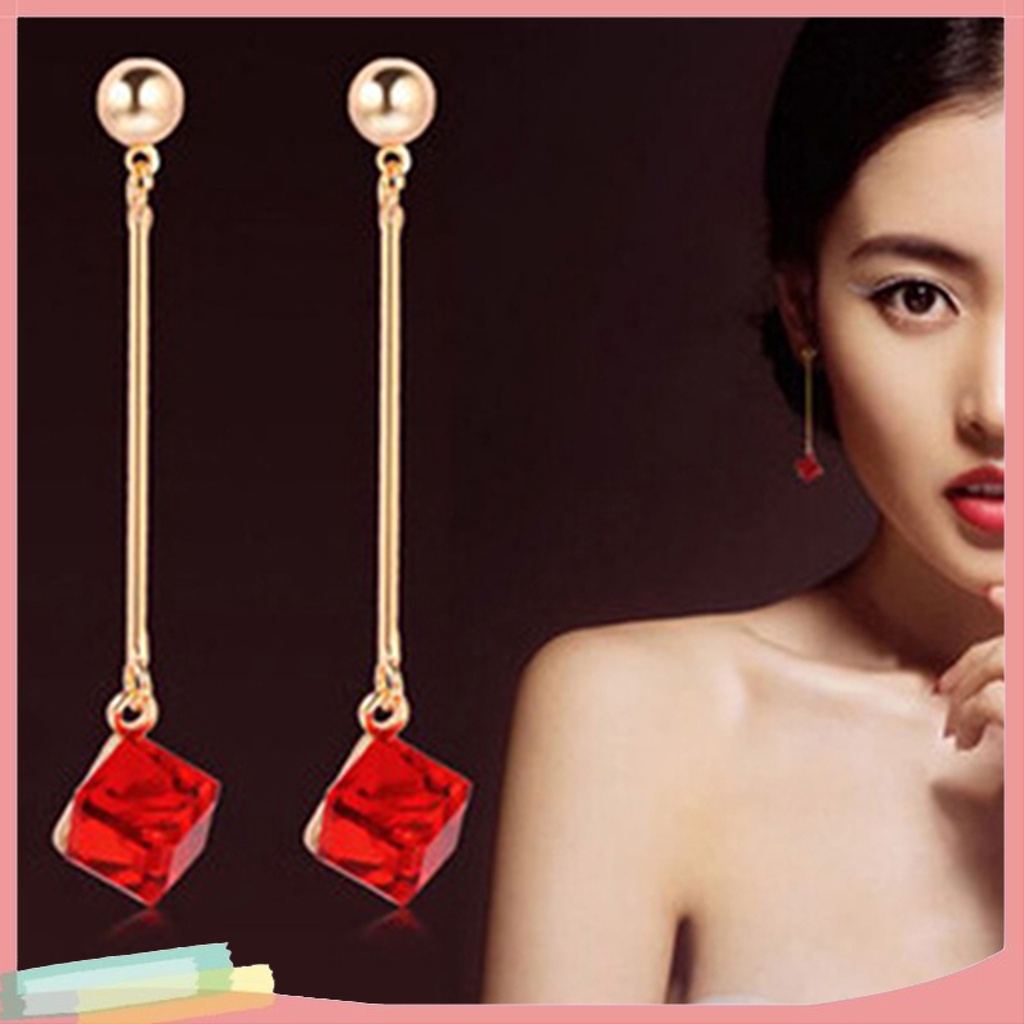 [LK] Rhinestone Long Dangle Eardrop Women's Wedding Party Banquet Earrings Jewelry | Shopee ...