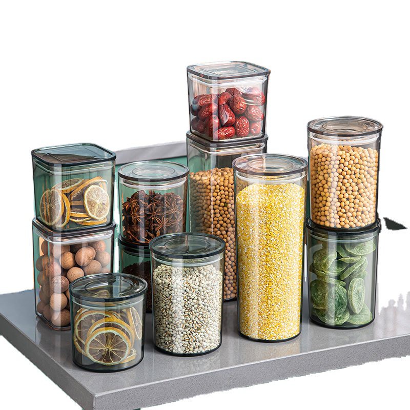 Plastic Food Containers Empty Storage Jars with Lid Straight Cylinders ...