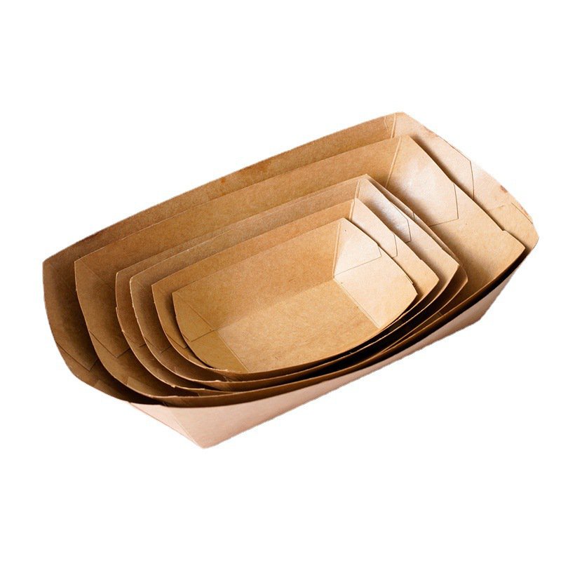 Custom Printed Kraft Paper Boat Tray Container for Potato Chips Fries ...