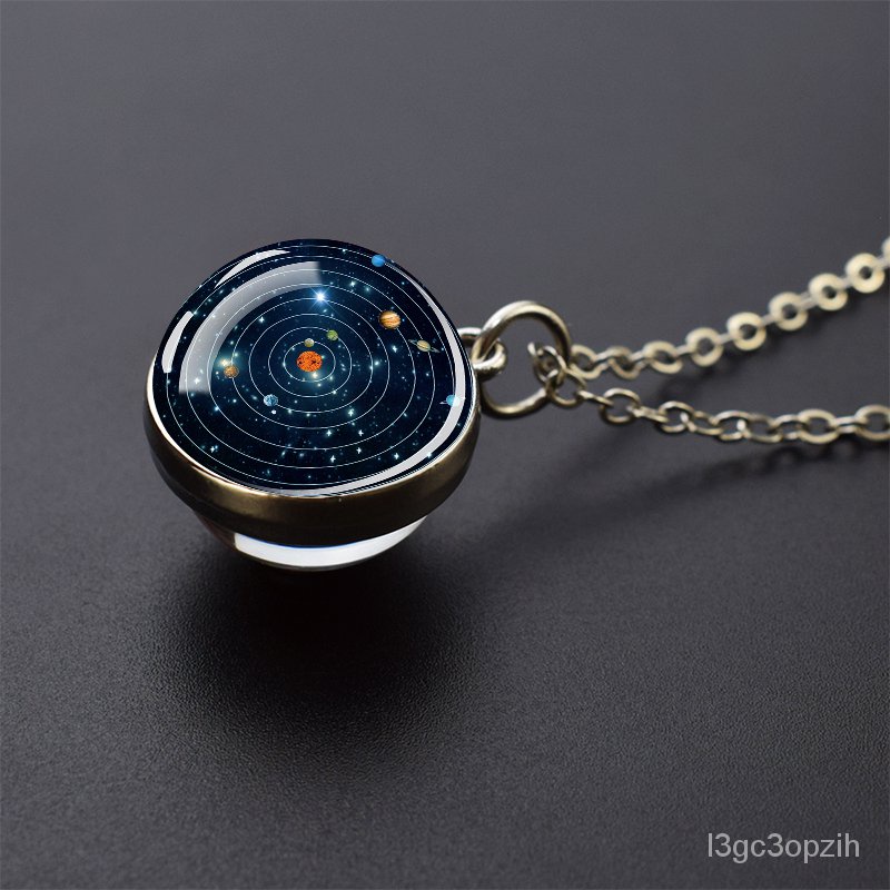 Solar System Planet Silvery 20MM Glass Ball Pendant Jewelry Moon Earth ...
