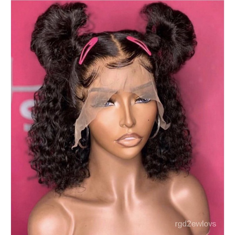 Peruvian short bob wigs human hair lace front ,double drawn hd bob wigs ...