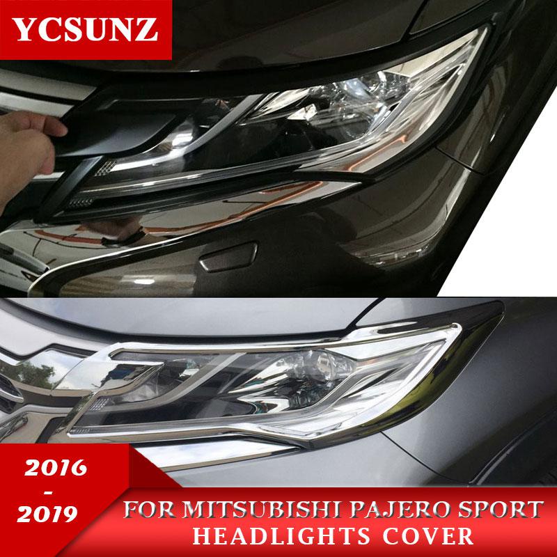 2016-2019 For Mitsubishi Pajero Chrome Headlights Cover Decorative Trim ...