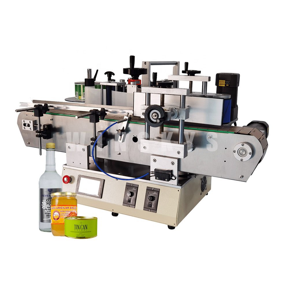 semi automatic round label applicator craft brew beer bottle jar cans stickers desktop labeling ...