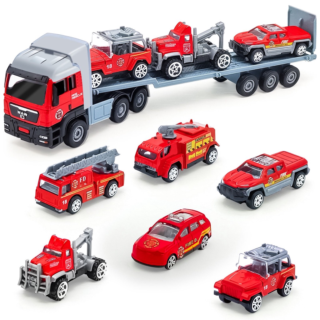 Diecast Car Alloy Pull Back Toys Play Set Engineering Construction ...