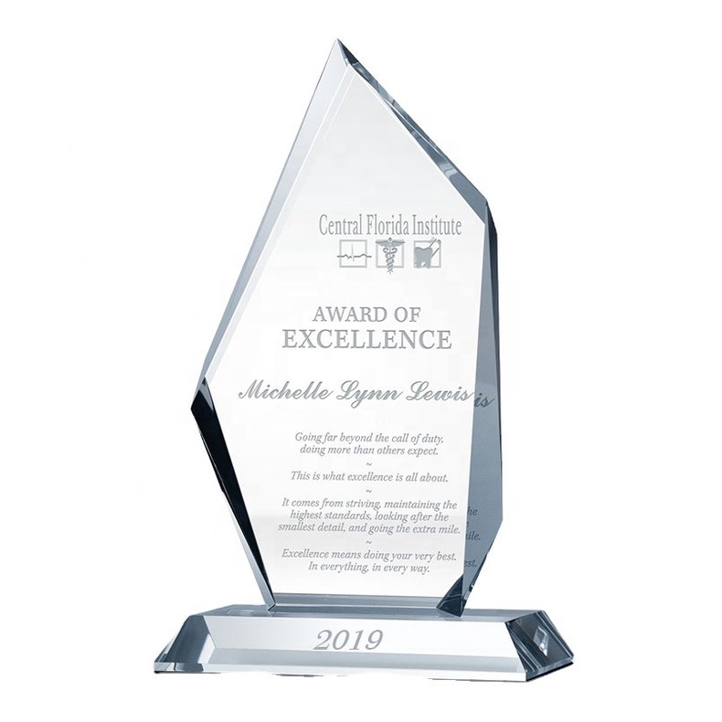 customized cheap clear crystal award trophy glass shield award crystal ...