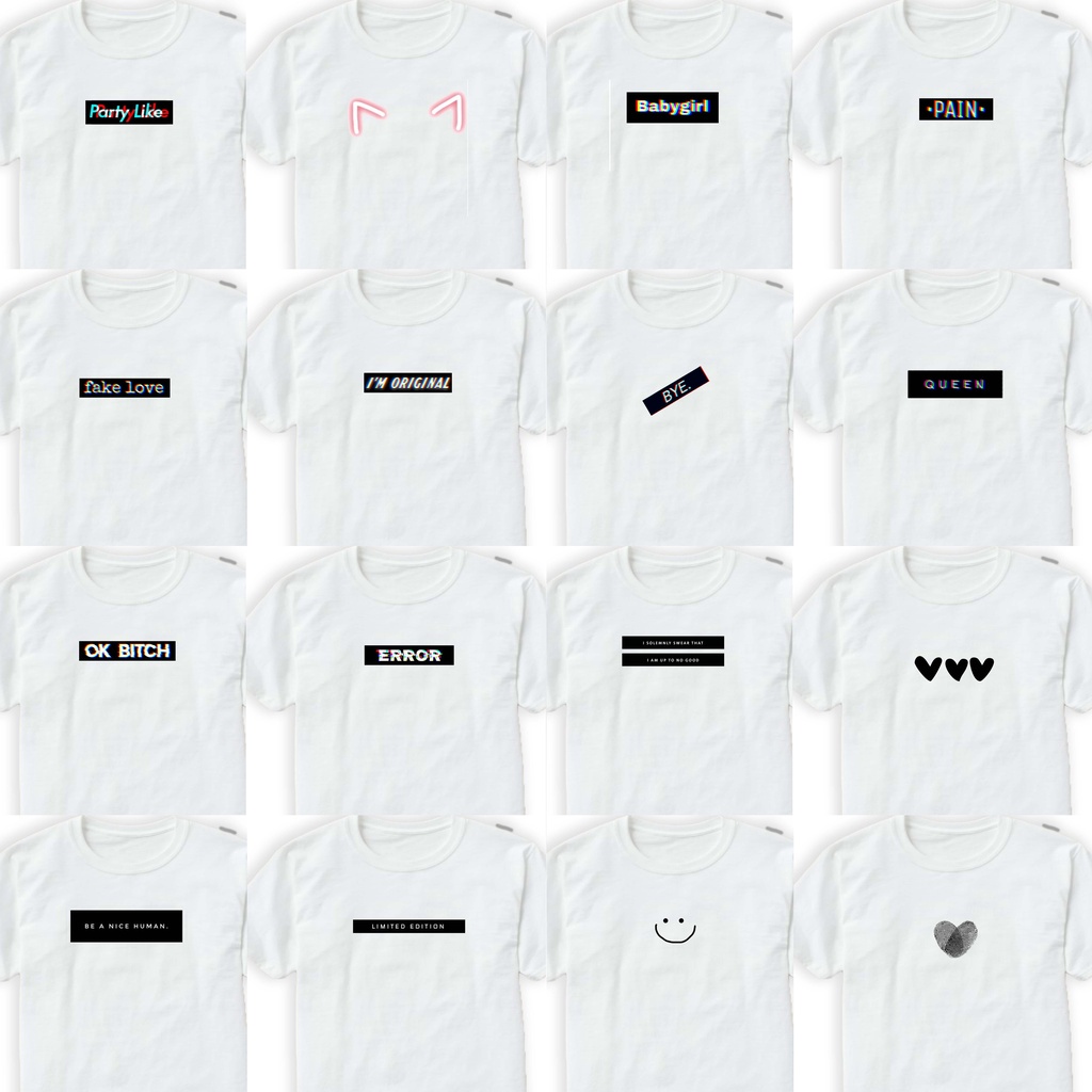T264 BLACK CUTE WORDS GRAPHIC TEES WHITE FREE OVER SIZE TSHIRT FOR KIDS ...