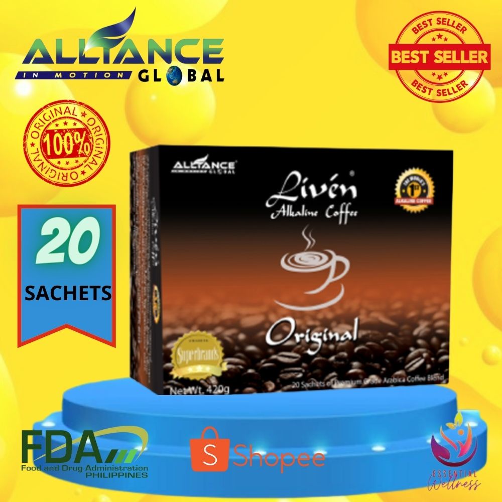 100% AUTHENTIC LIVEN ALKALINE COFFEE ORIGINAL (20 SACHETS) | Shopee ...