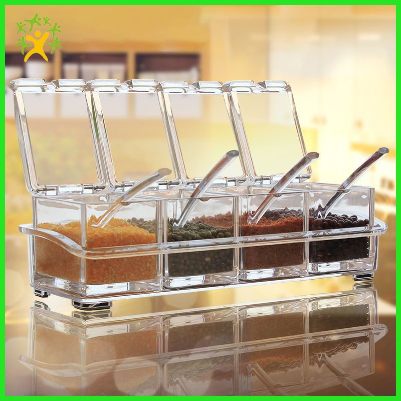 4in1crystal transparent seasoning box/plastic seasoning rack/seasoning ...
