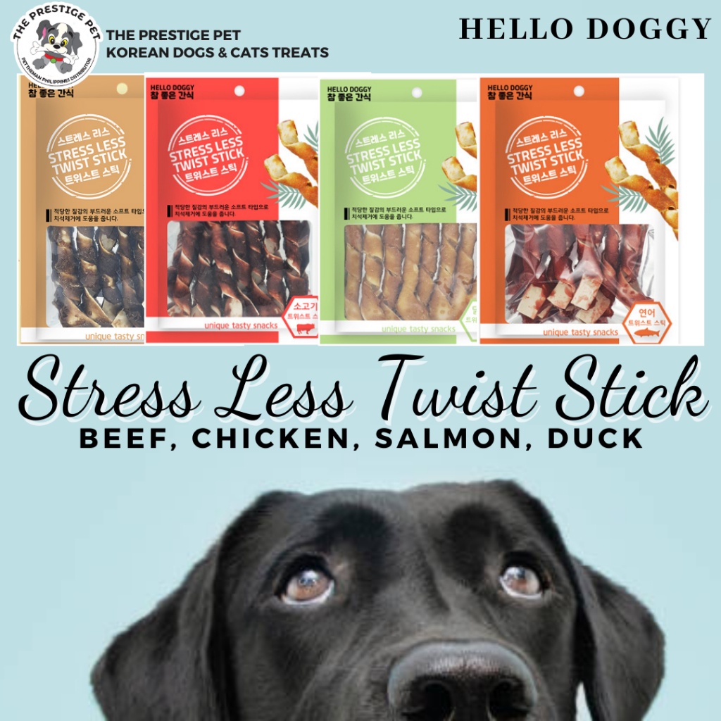 ♂♘ HELLO DOGGY STRESS LESS TWIRL STICK KOREAN DOG SNACKS TREATS 8 PCS ...