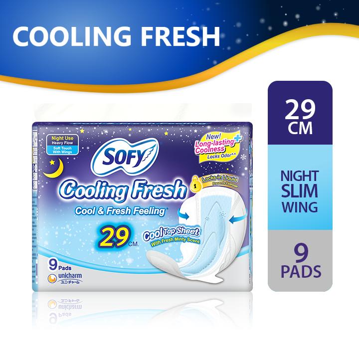 SOFY Cooling Fresh Overnight Sanitary Napkin with Wings 29cm - 9 pcs ...