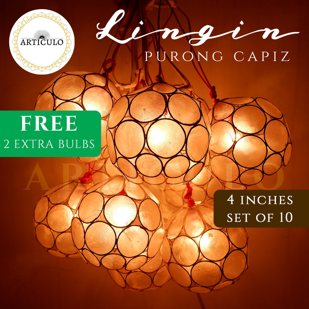 ARTICULO capiz light: 4inch LINGIN ( authentic capiz coin ball WITH ...