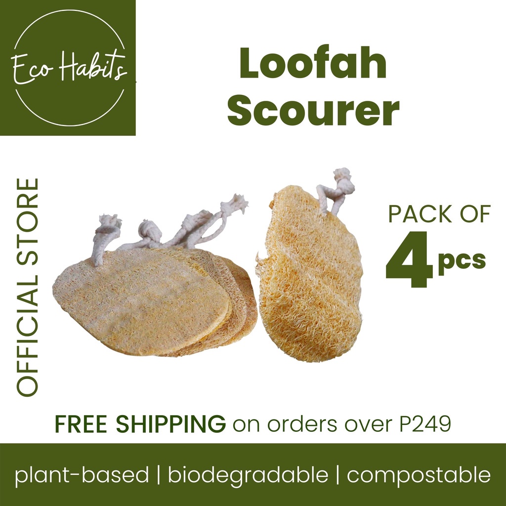 ⊙Eco-friendly Biodegradable Loofah Sponge 4pc- Plant-based Dishwashing ...