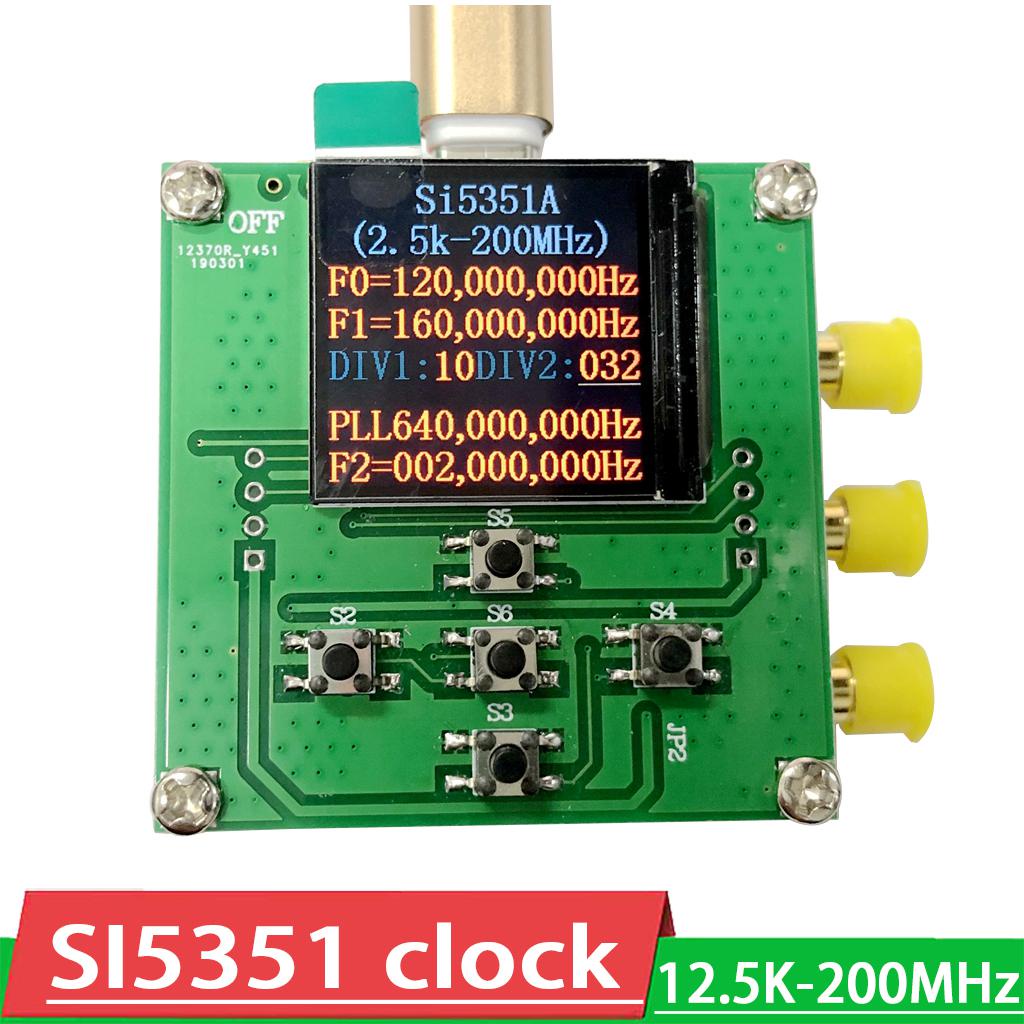 2.5K-200MHz SI5351A clock Square wave signal generator module high frequency generator STM32 TFT ...