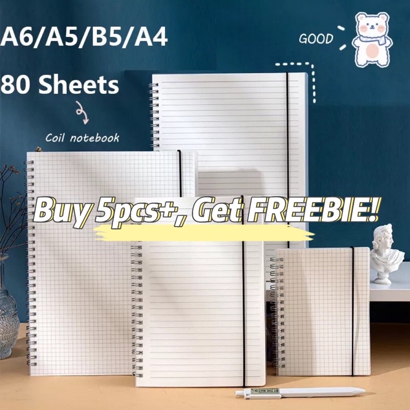 Muji-style Notebook [A6/A5/B5/A4][Dotted/Lined/Grid/Blank] Notebook with garter | Shopee Philippines