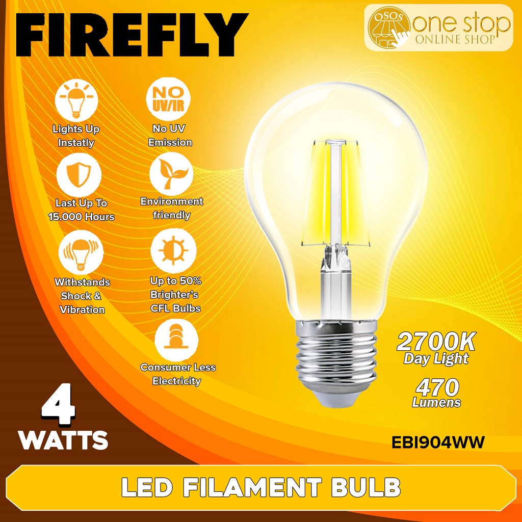 Firefly Original LED Filament Bulb Warm White 4W E27 220V EBI904WW ...