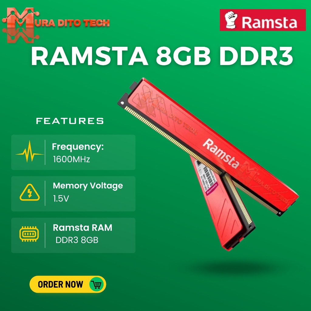 RAMSTA DDR3 1600MHZ 4GB/8GB RAM FOR DESKTOP CPU | Shopee Philippines