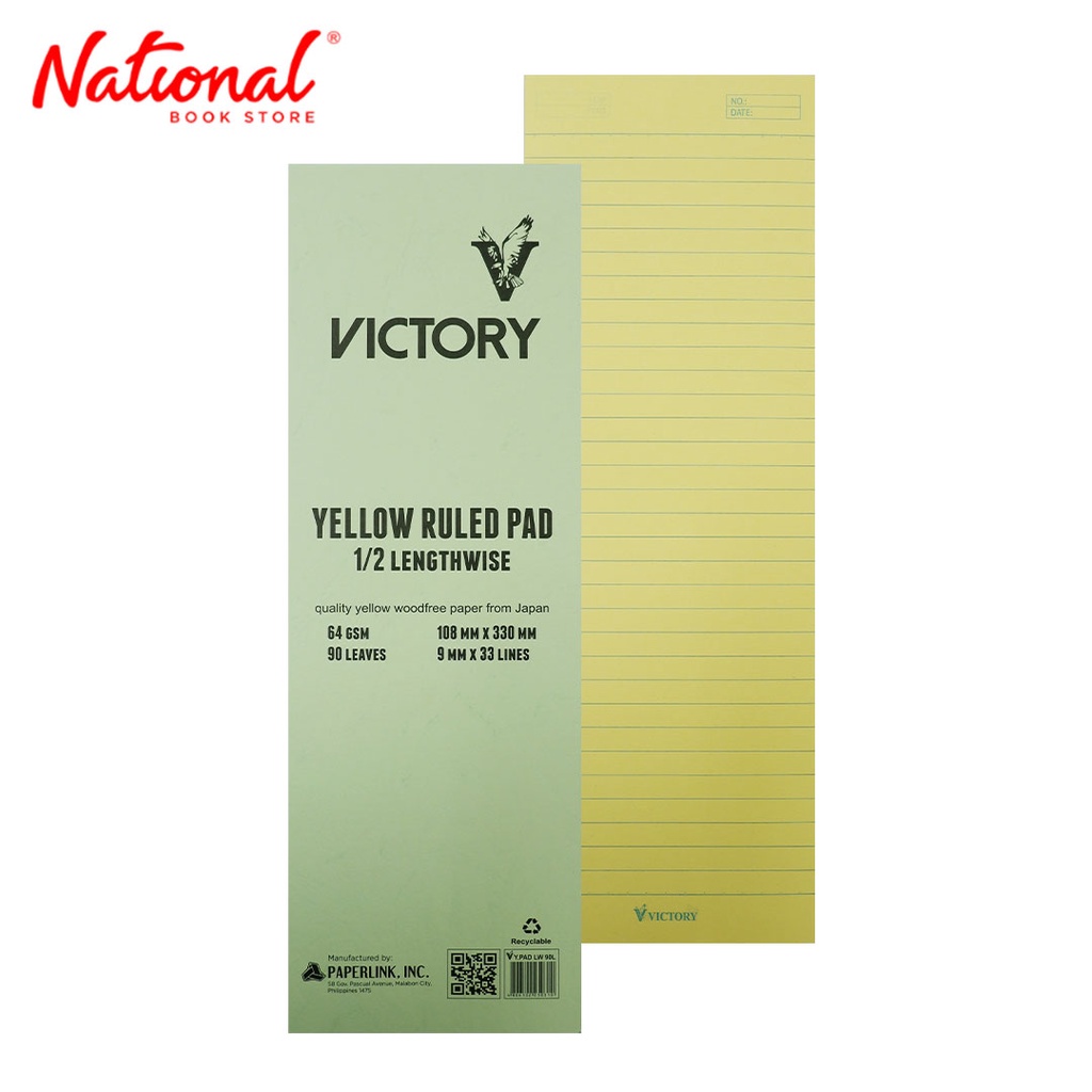 Victory Yellow Pad 1/2 Lengthwise 90 Leaves - School & Office Supplies ...
