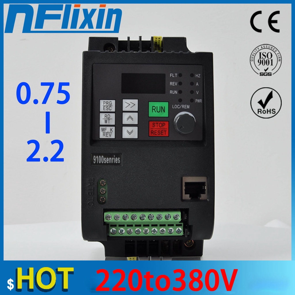 VFD1.5kW/2.2KW/ Variable Frequency Drive 3-Phase 380V output 1-phase 220V input Speed Controller ...