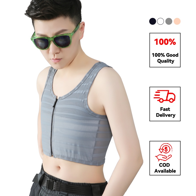 [Ready Stock] 4 Colours Bandage Chest Binder Front Zipper Breathable ...