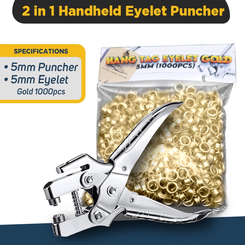 2in1 EYELET PUNCHER 5MM WITH EYELET GROMMETS | Shopee Philippines