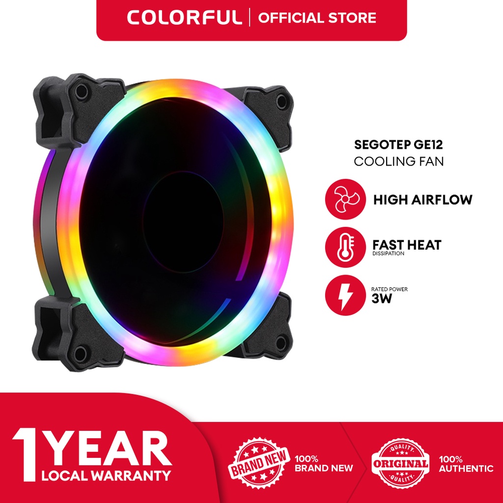 Segotep GE-12 Ring-type LED 12cm Cooling Fans (RGB, Ice Blue, White ...