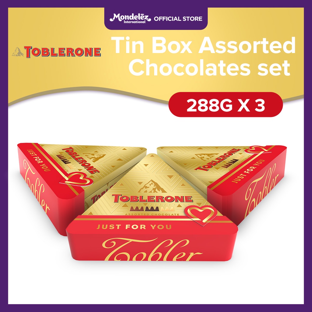 Toblerone Swiss Assorted Chocolate Tin Giftbox - Milk, Dark, White Gift Box Set 288g (Set of 3 ...