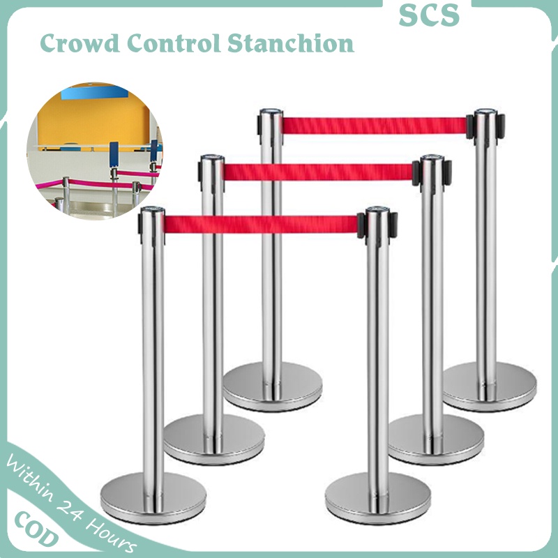 Crowd Control Stanchion Barrier,with 2 m Red Retractable Belt | Shopee ...