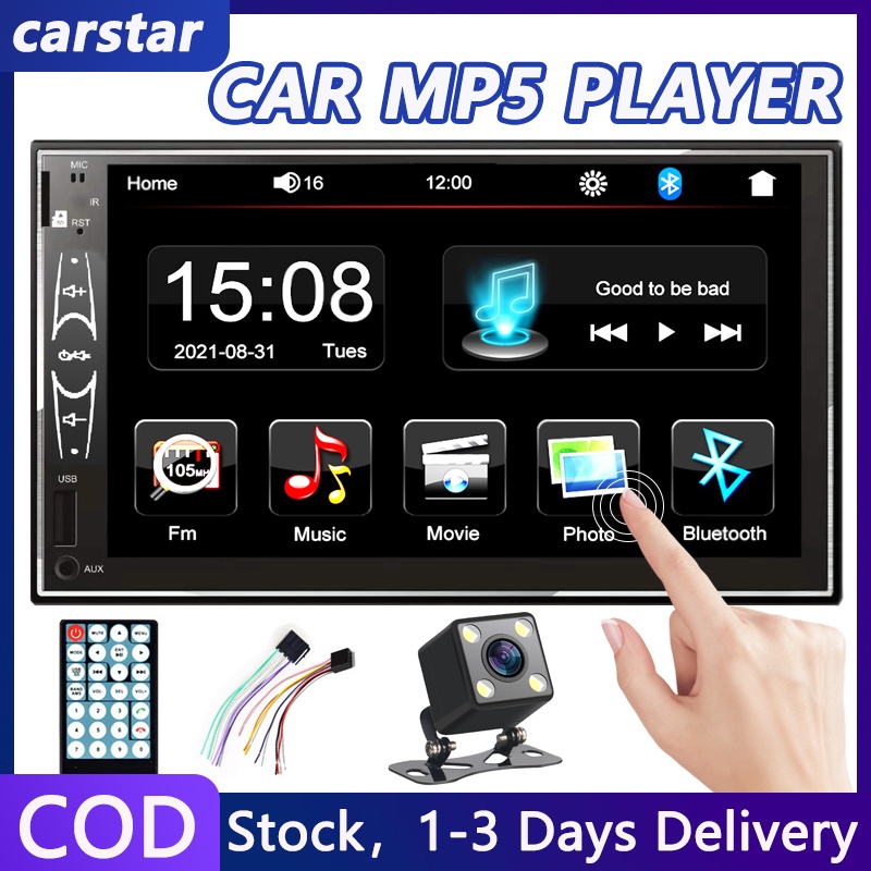 7051 2 Din 7 inch Car Stereo Audio Radio Bluetooth 7" Touch Screen ...