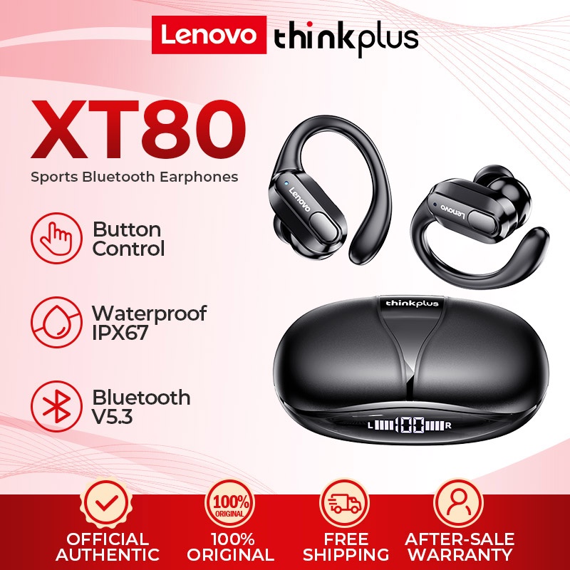Lenovo XT80 Sport Bluetooth Earphones Wireless Headphones with Mic HiFi ...