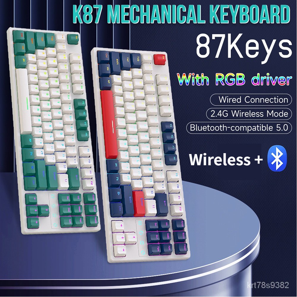 K87 Wireless Mechanical Keyboard 87 Keys Hot Swappable Switch RGB ...