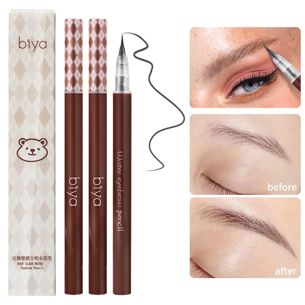 Biya Eyebrow Pen Liquid Waterproof Brow Stroke Pen Ultra Fine Nib Sweat ...