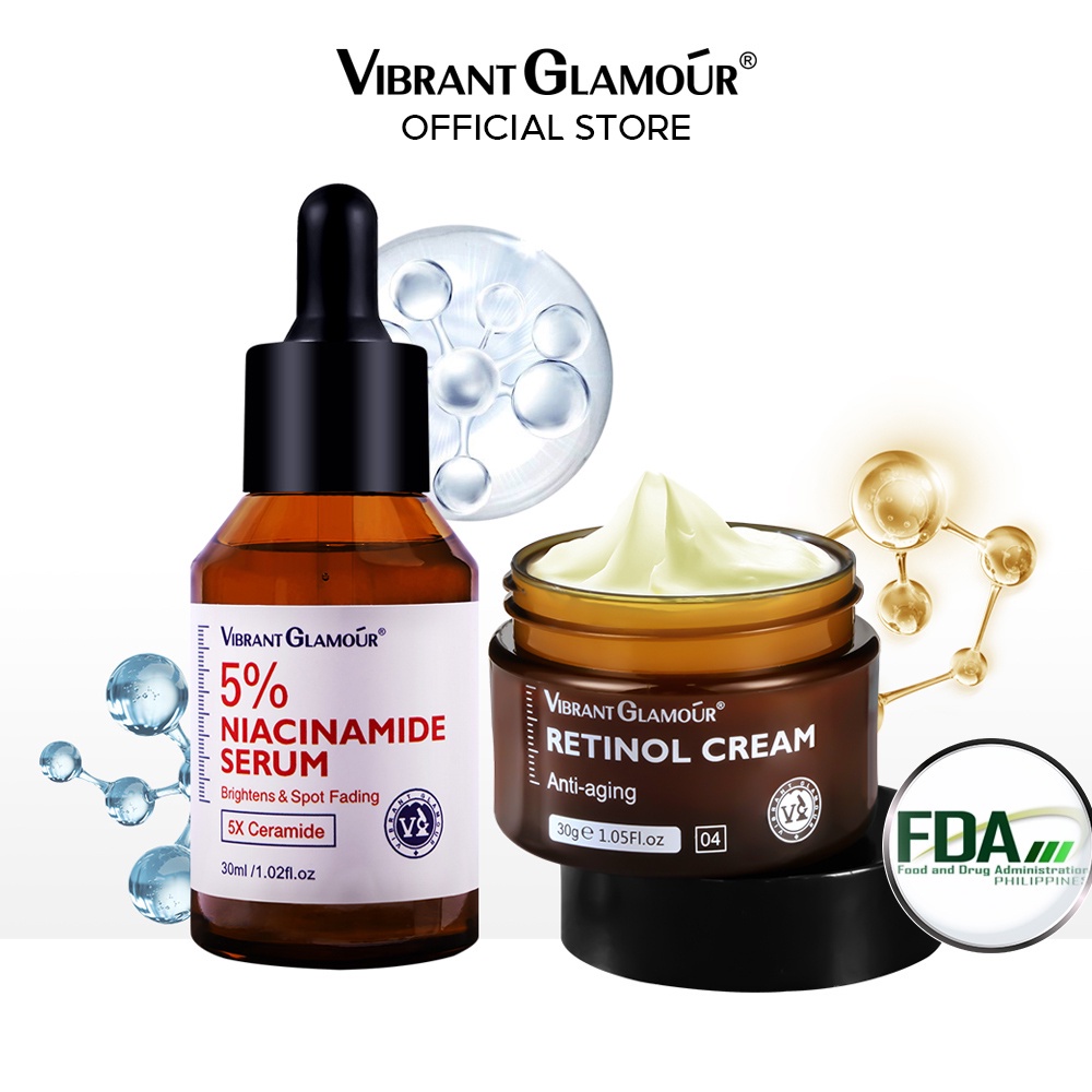 VIBRANT GLAMOUR Retinol Face Cream + 5% Niacinamide Serum Set +5X ...