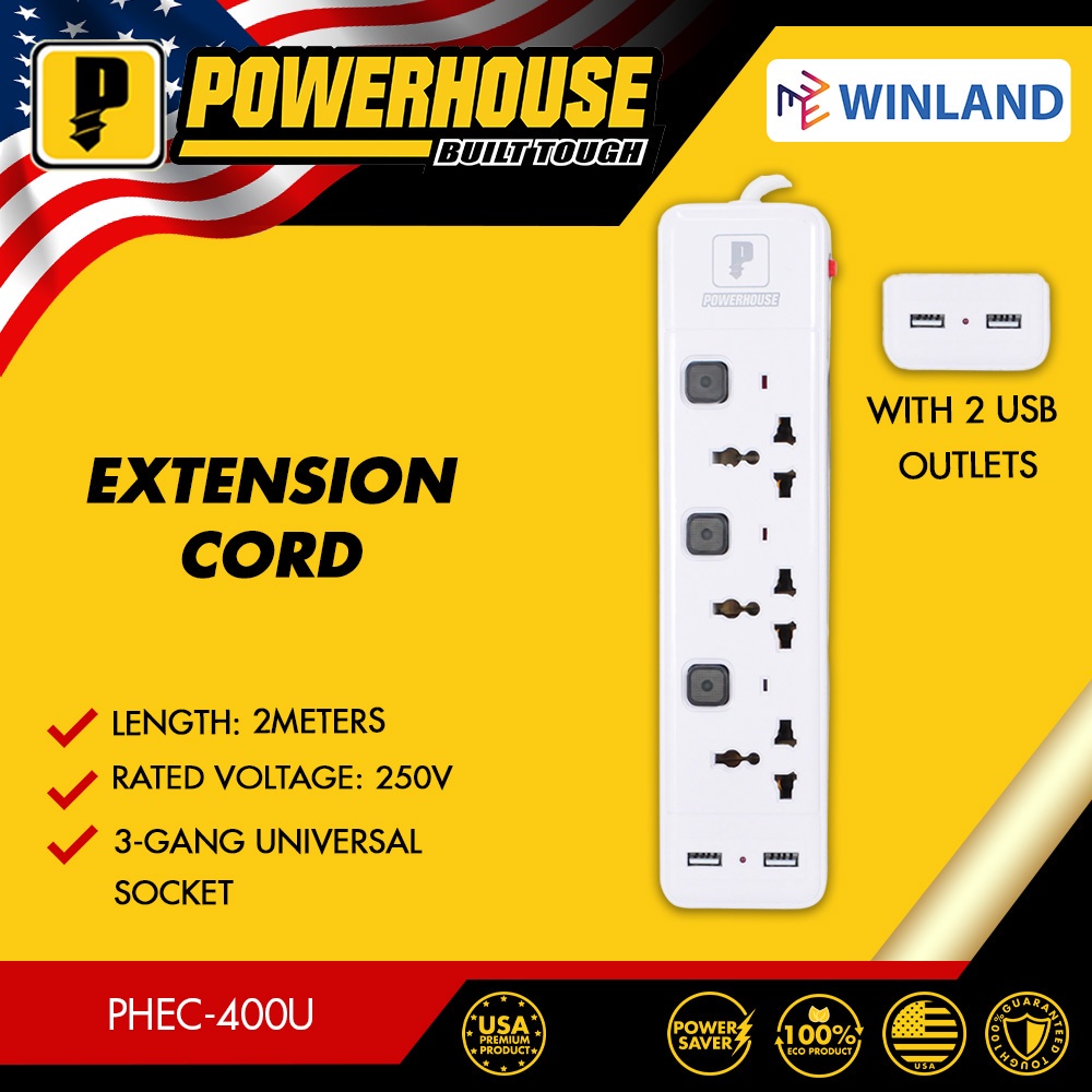 Powerhouse by Winland PHEC-400U 3-Gang Universal Electric Extension ...
