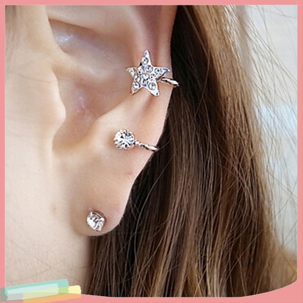 [LK] 1 Pc Women's Fashion Elegant Earring Rhinestone Ear Cuff Warp Clip ...