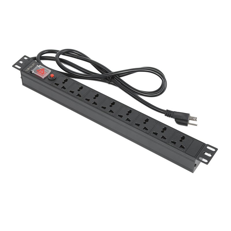 Overload Protection 2M Cable 1U 8 Way Universal PDU Socket for cabinet ...