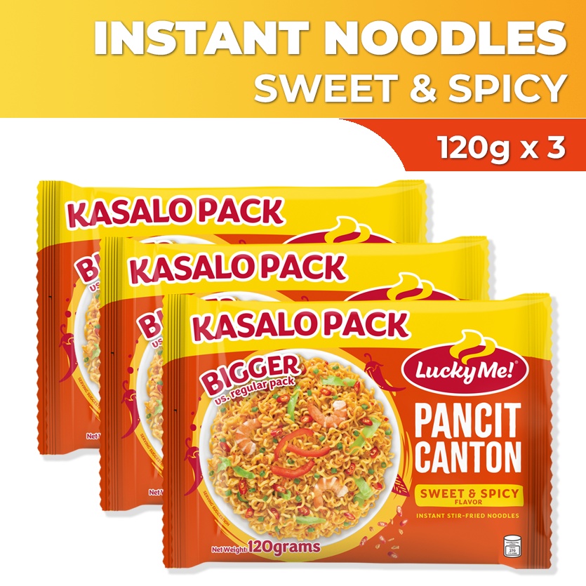 Lucky Me! Pancit Canton Instant Noodles Sweet & Spicy Kasalo Pack 120g ...