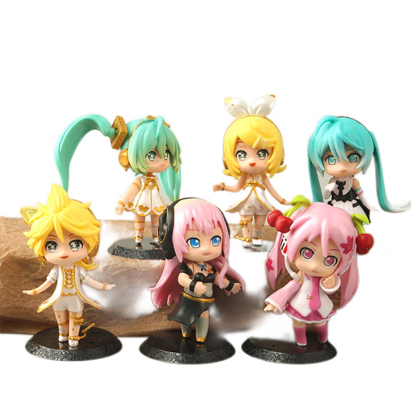 10CM 6PCS/SET Cute Girls Anime Figure Megurin Luka Kagamine Figures ...