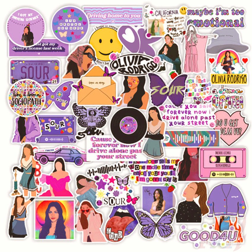 HIT 100Pcs/Set Olivia Rodrigo Series A Sour Spotify Drivers License ...