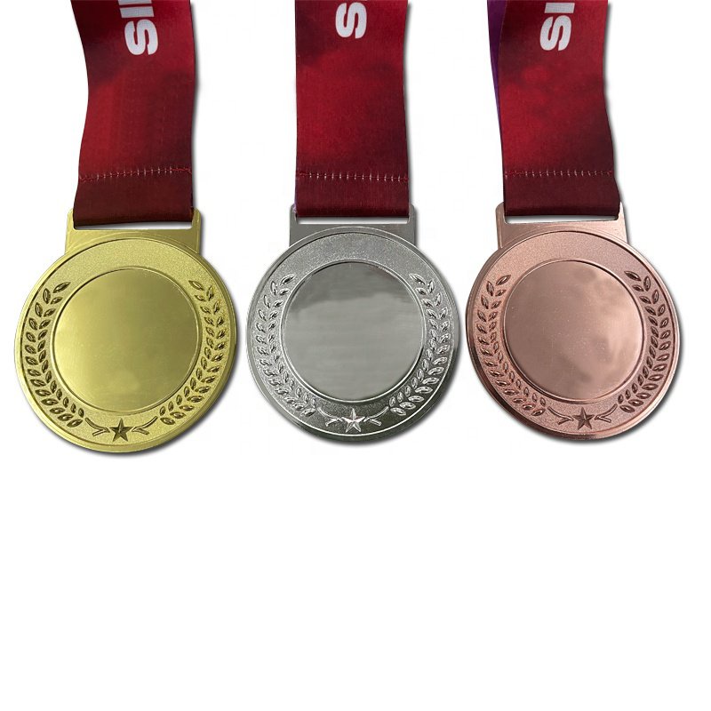 cheap 2D 3D blank medal with ribbon custom sticker logo without mold ...