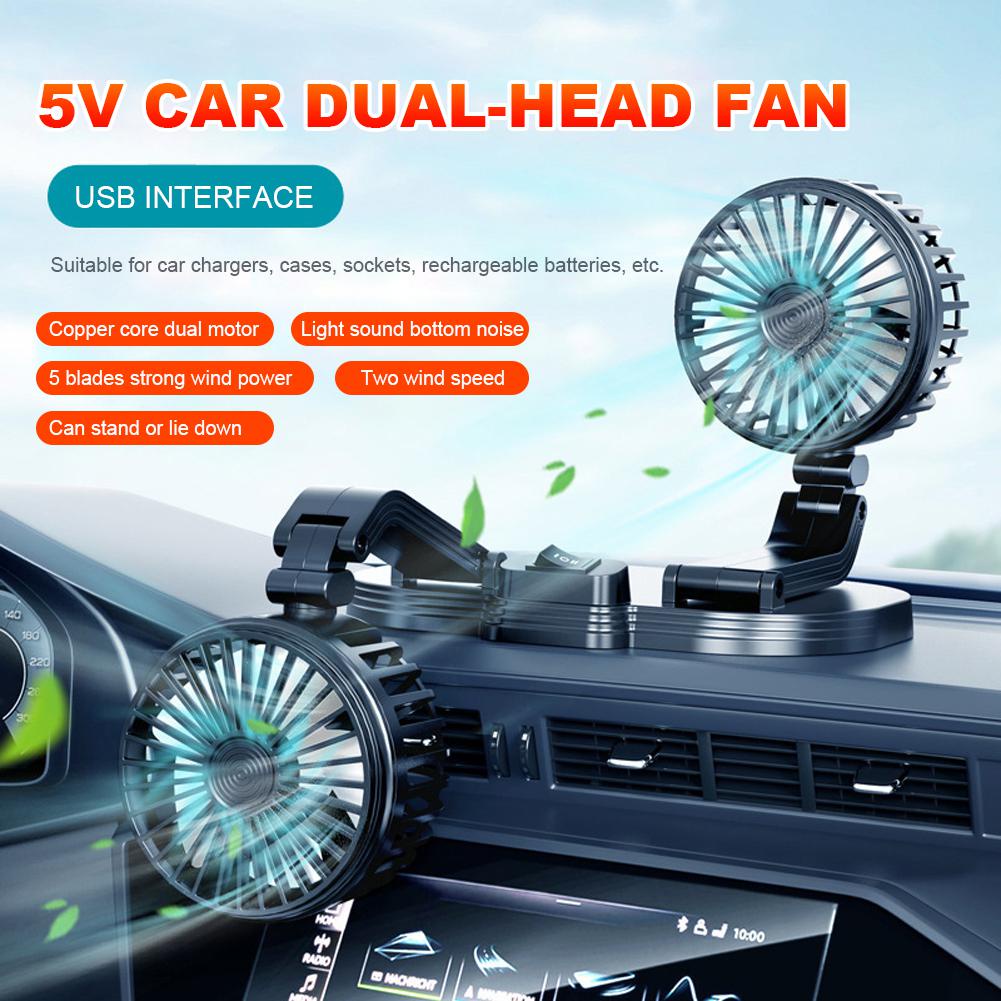 USB Cooling Fan Air Circulator Fan Dual Head Electric Fans 360 Degree ...