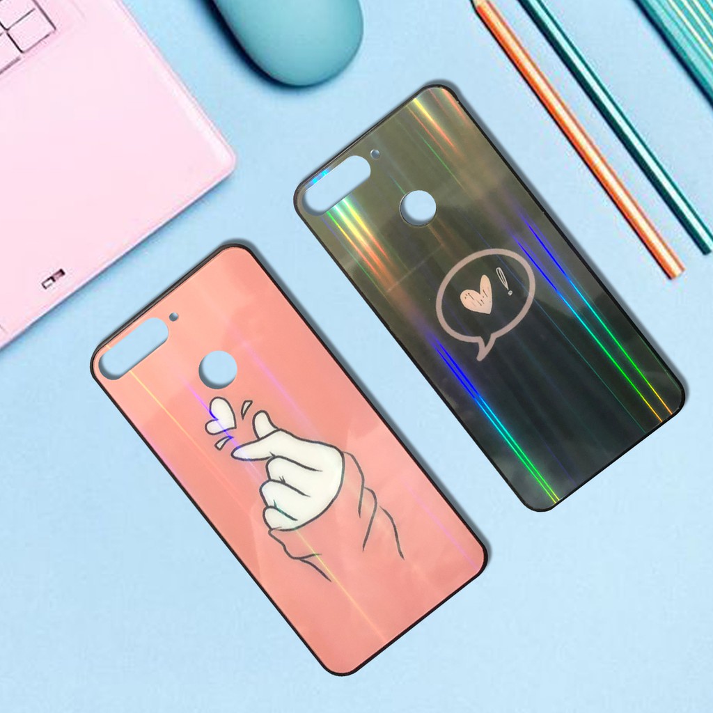 Heart Luxury Mirror Acrylic Rainbow Tempered Glass Case for SAMSUNG A10 ...