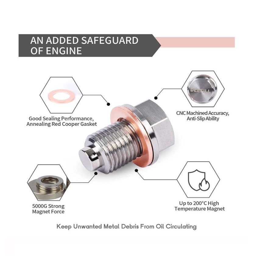 M14 x 1.5 M12 M16 M18 M20 Magnetic stainless steel Oil Drain Plug Sump Drain Nut Bolt with ...