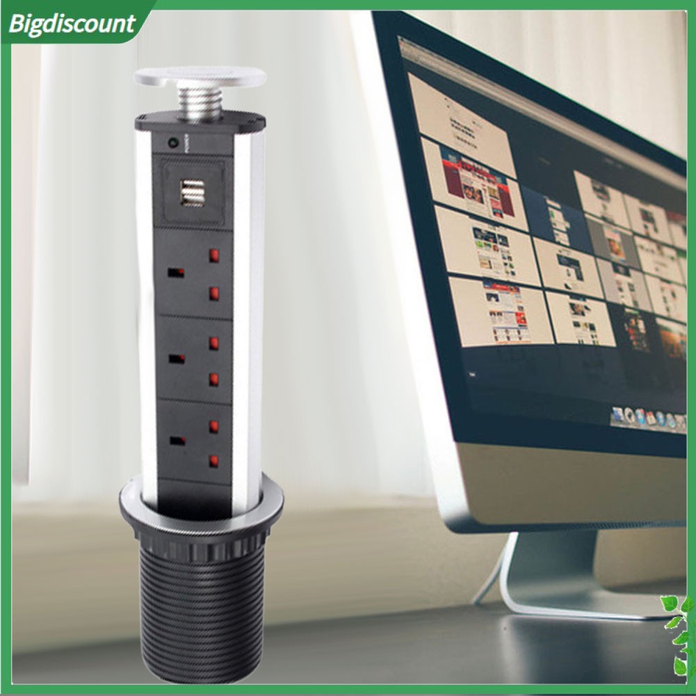 UK/US Plug Kitchen Office Table Hidden Electric Socket USB Port Power ...