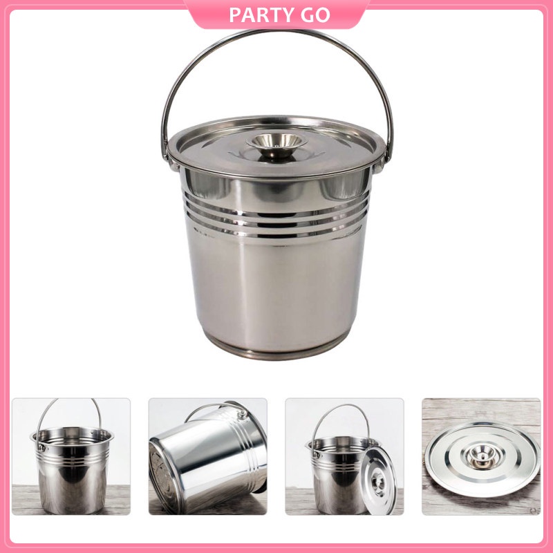 Stainless Steel Litter Box Waste Basket Garbage Can Pail Portable Trash ...