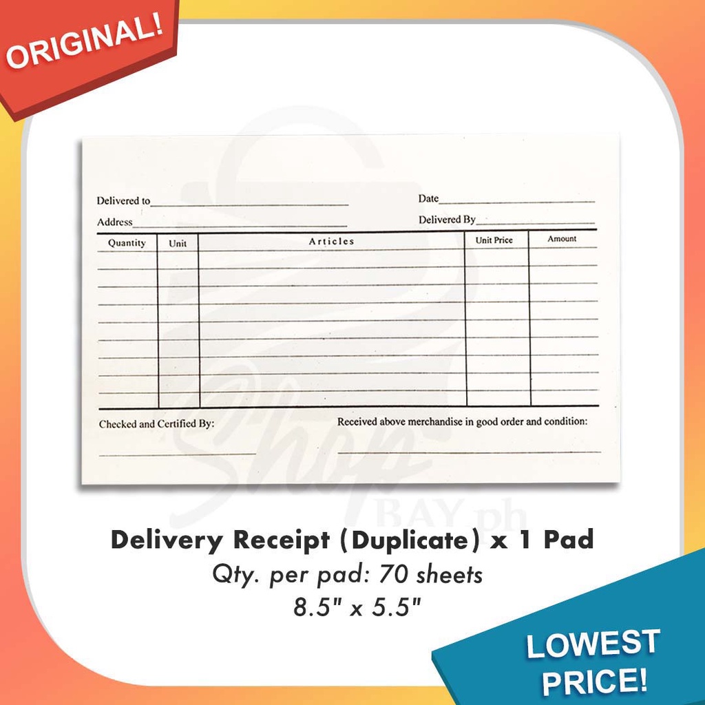 Delivery Receipt Duplicate / Triplicate x 1 Pad | Shopee Philippines